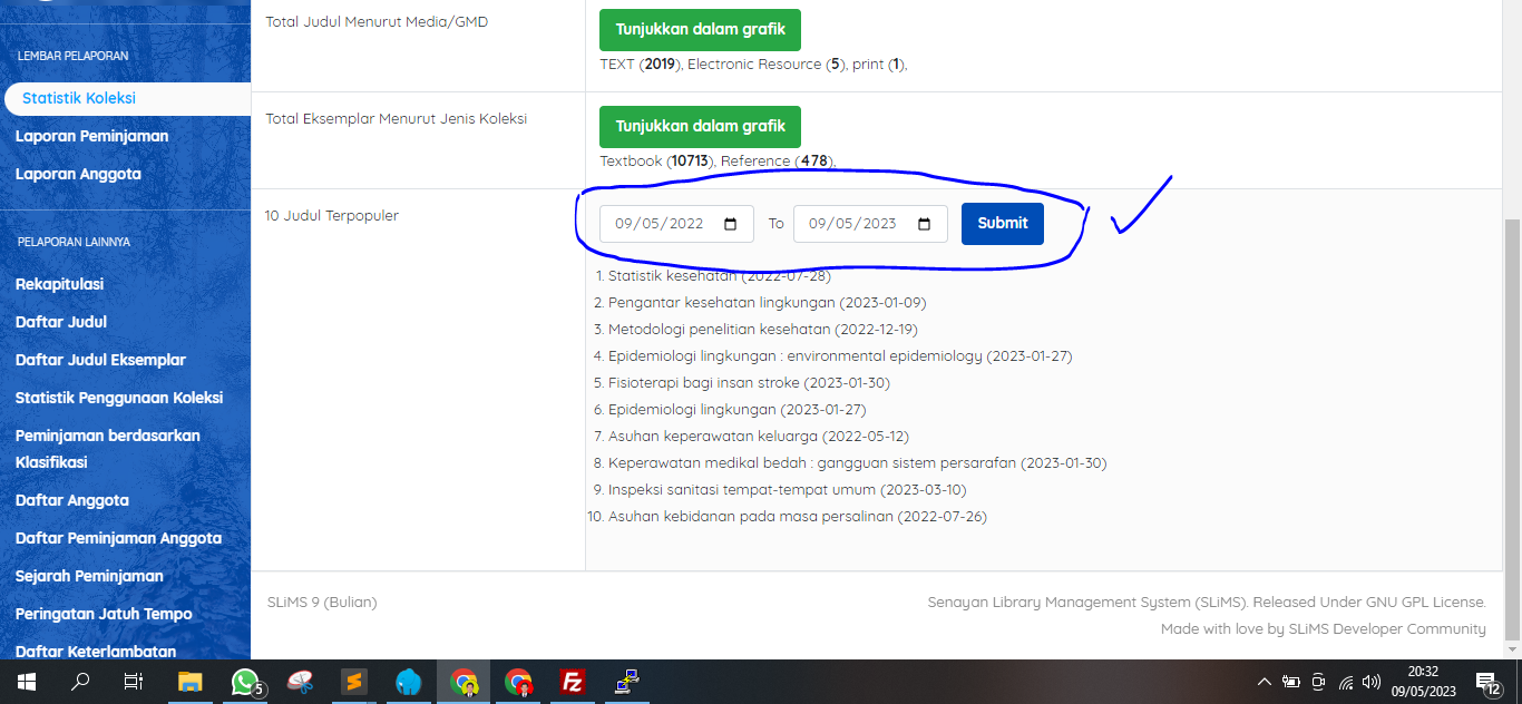 Cara Membuat Filter Tanggal 10 Judul Terpopuler Pada Menu Pelaporan 6332