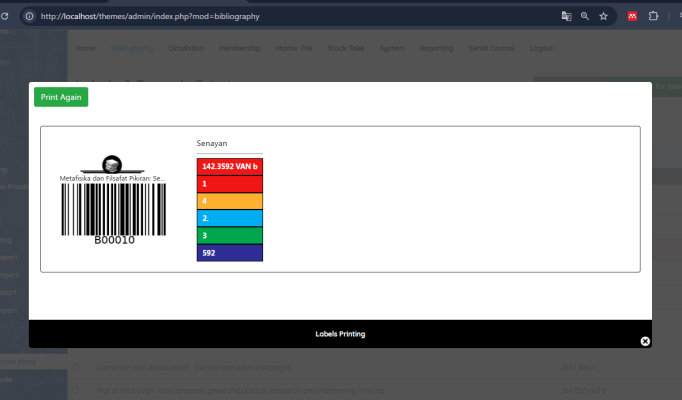 Plugin Label Barcode Color Marq SLiMS Senayan – Bibliothee